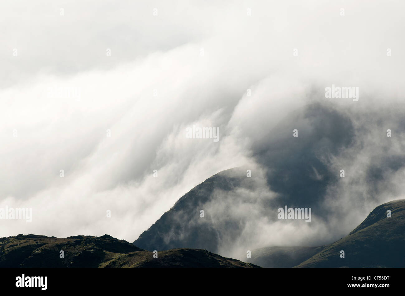 The Snowdon massif and clearing clouds Stock Photo - Alamy