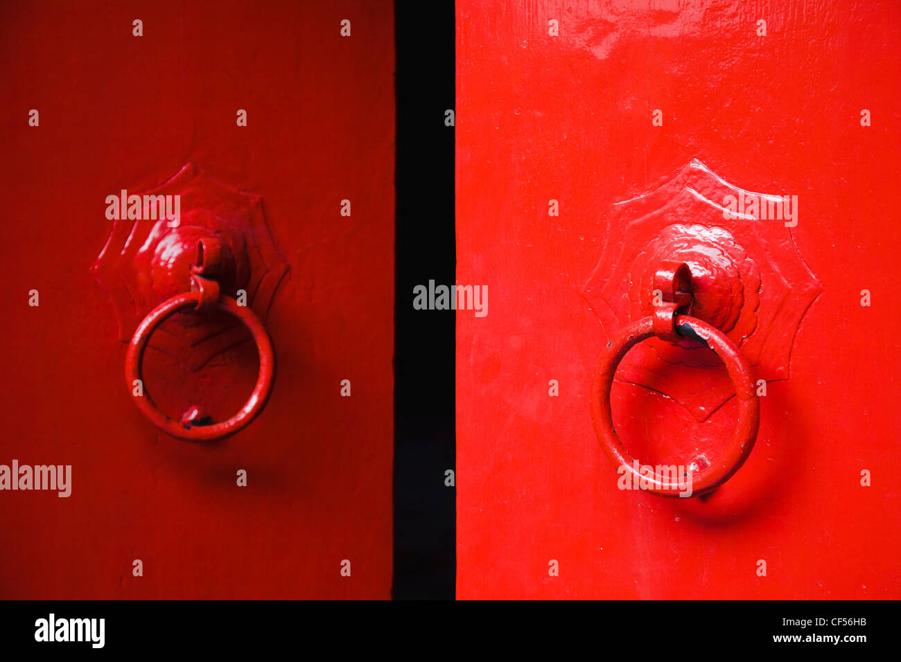 Temple doors painted bright red an auspicious colour Asia Asian ...