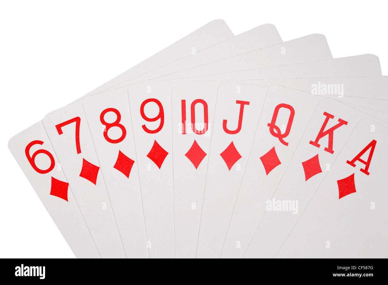 playing cards of colour of diamonds isolated on white background, deal ...