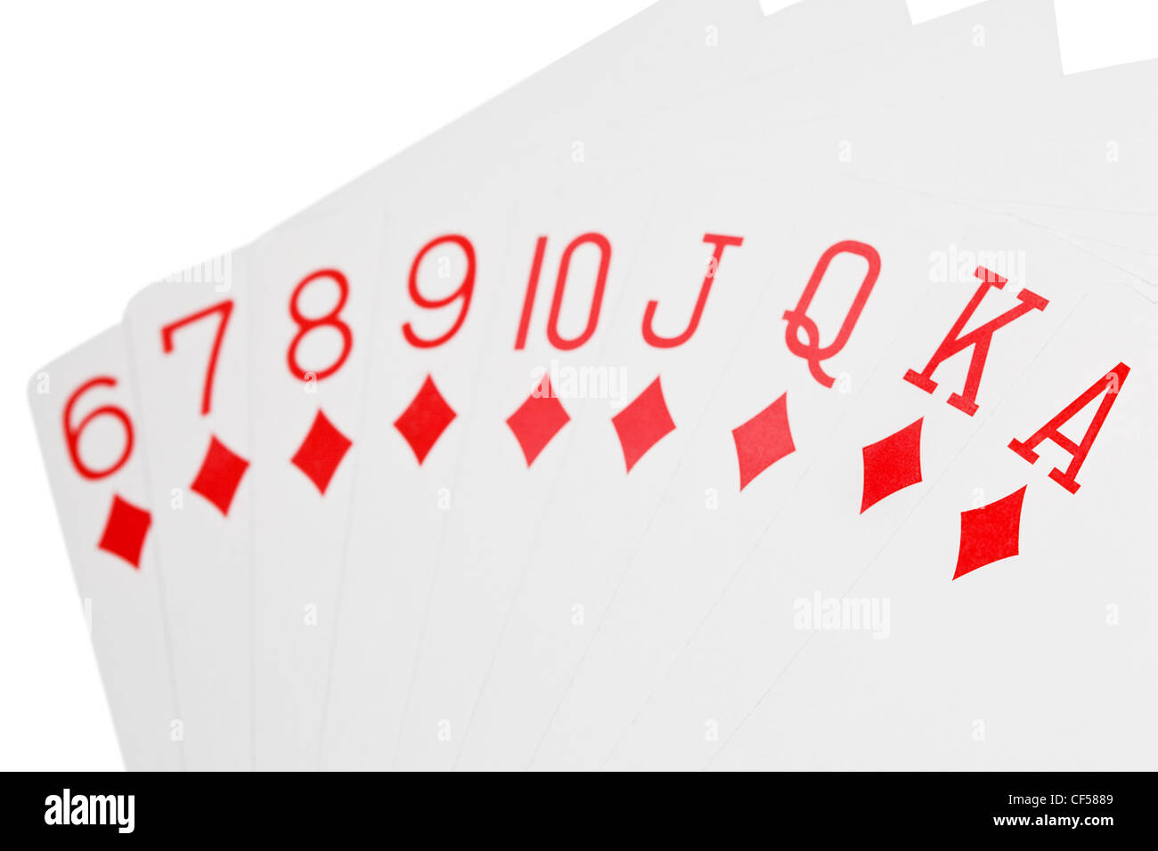 playing cards of colour of diamonds isolated on white background, deal ...