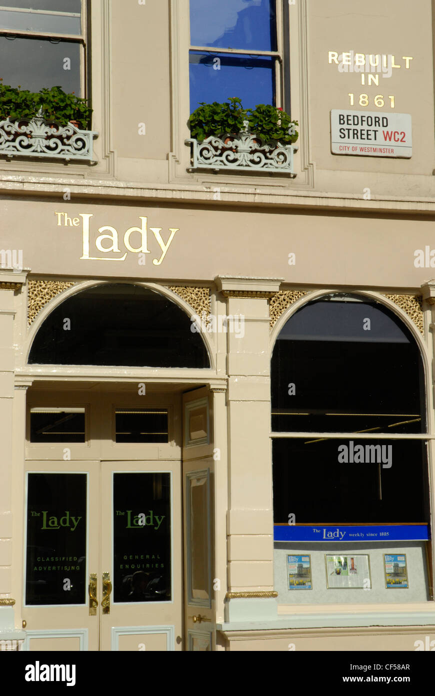 Exterior of the headquarters of The Lady magazine in Bedford Street ...