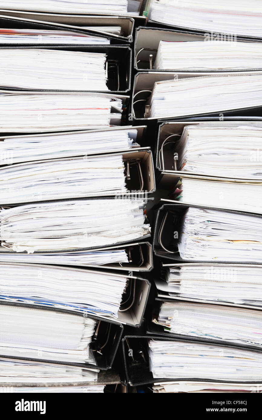 Piled of office files, close up Stock Photo - Alamy