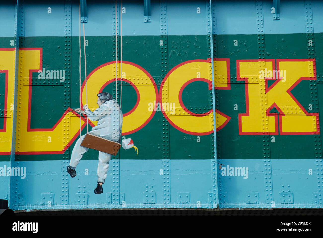 Detail of a colourful painted bridge at Camden Lock Stock Photo - Alamy
