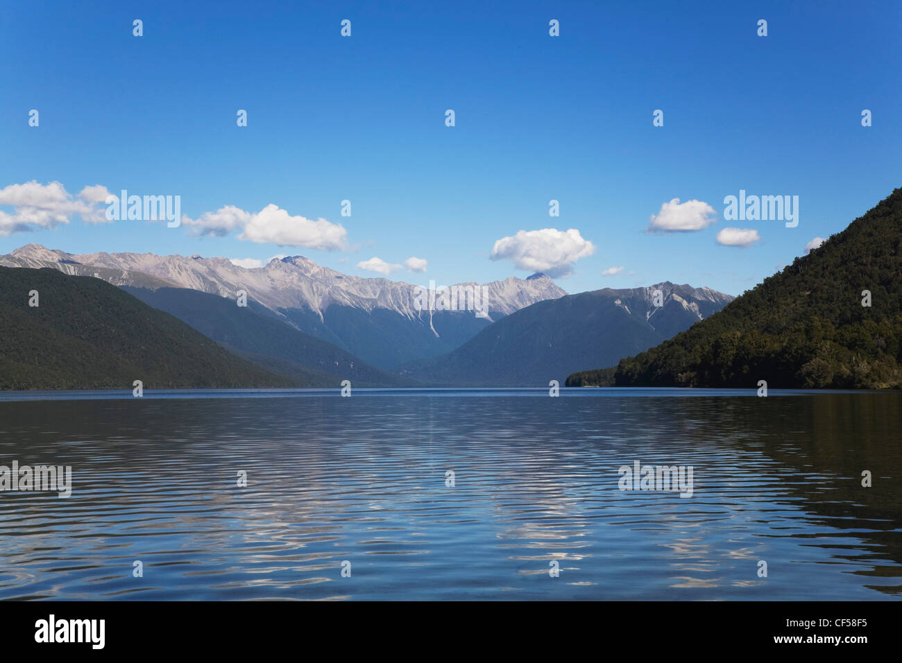 New Zealand, South Island, View of Nelson Lakes National Park with Lake ...