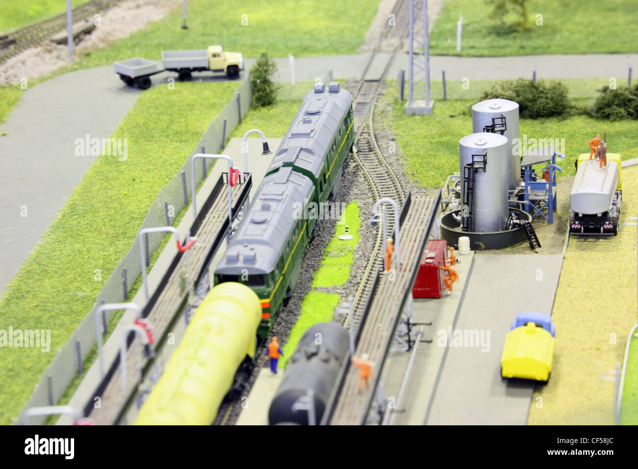 model of railroad station. railroad, trains and some constructions ...