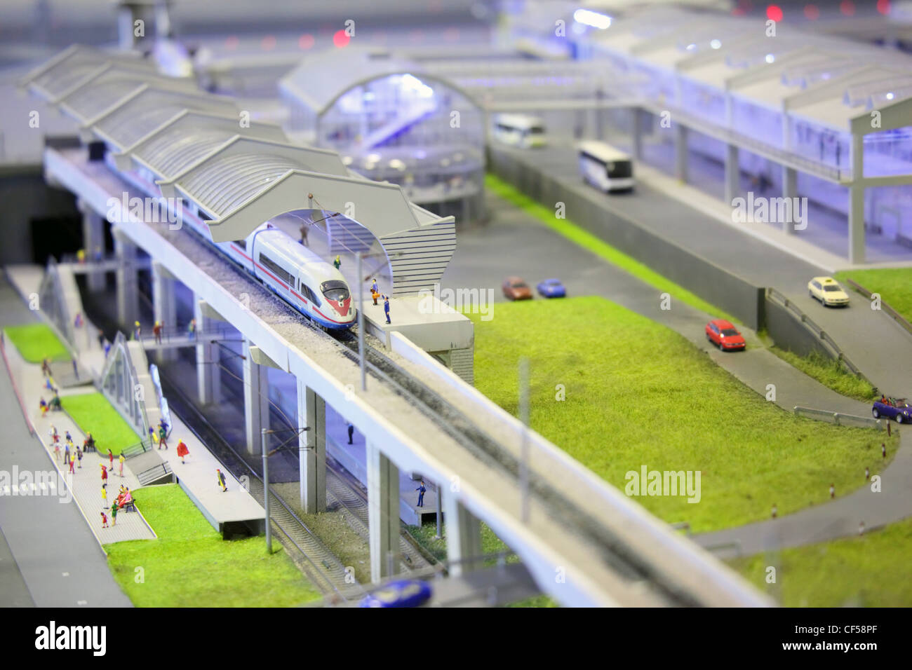 model of railroad station. railroad, train, buildings and other ...