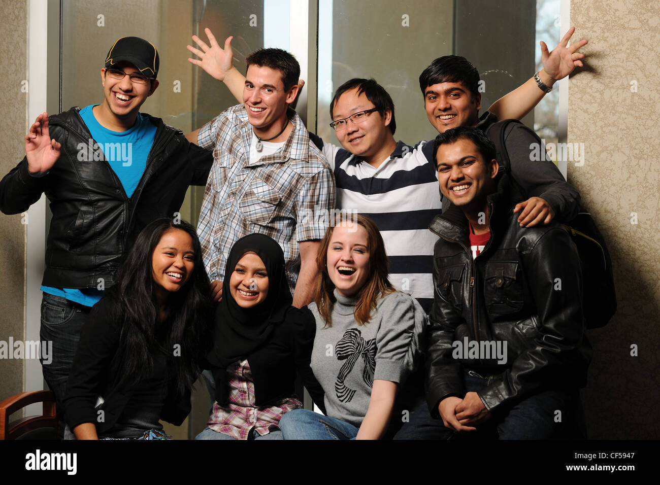 Very Diverse Group of Students smiling and having fun Stock Photo - Alamy