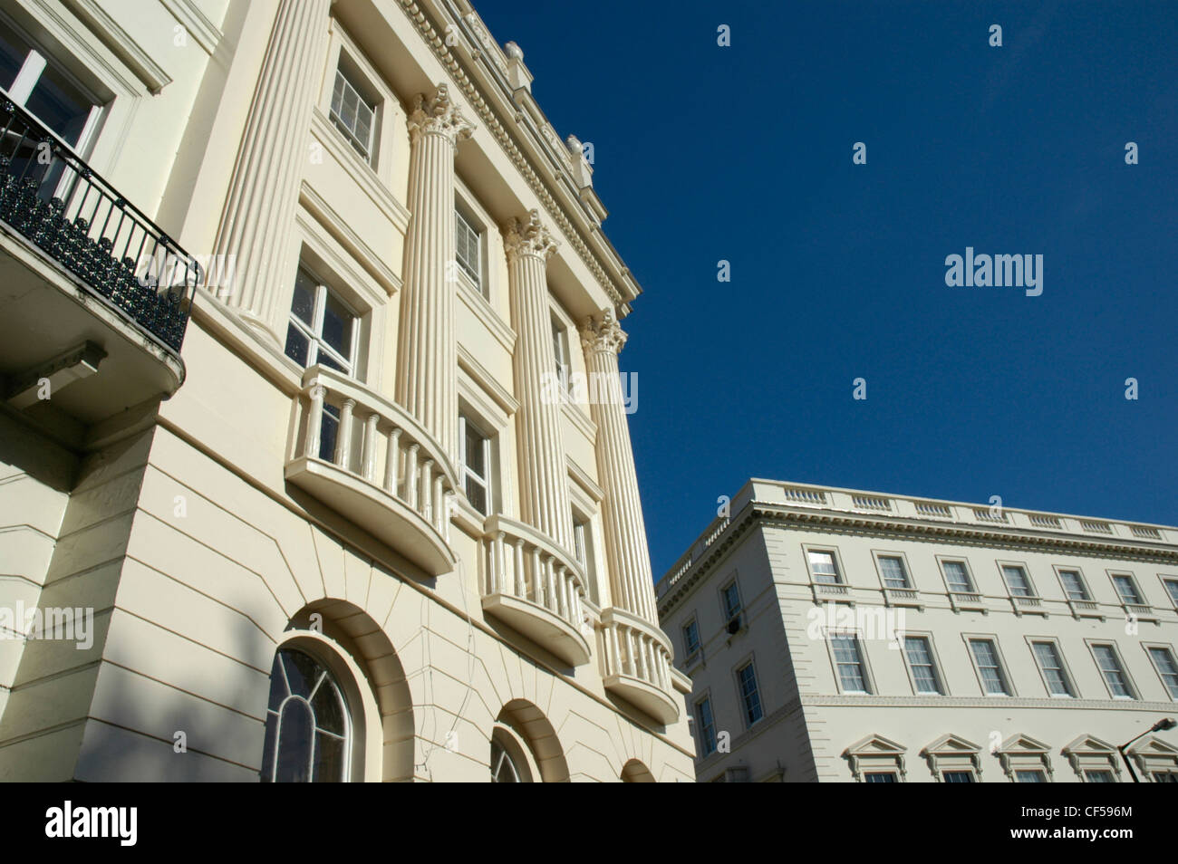 The facades of the Embassy buildings in Belgrave Square Stock Photo - Alamy