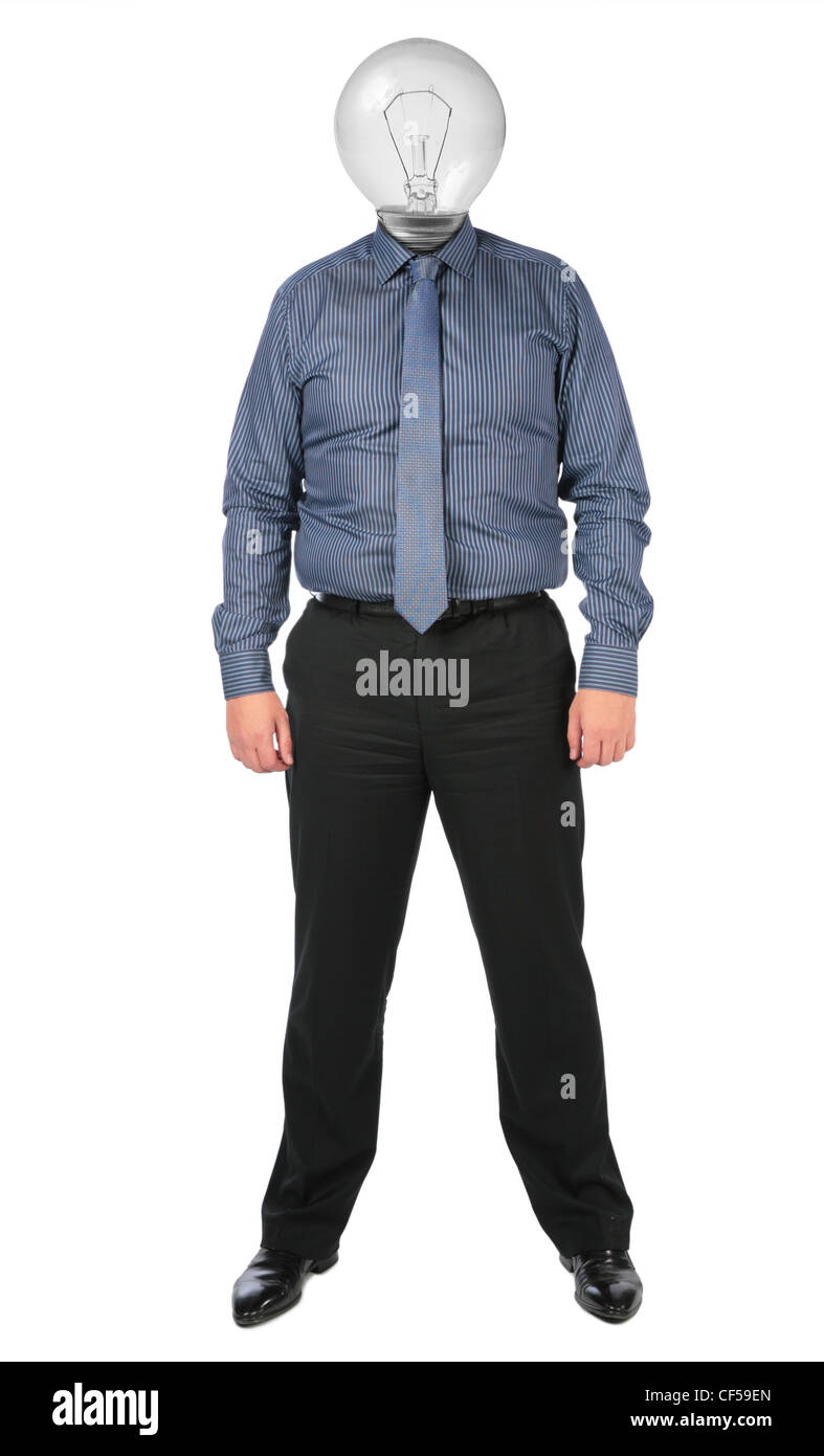 man with bulb in place of head, collage Stock Photo - Alamy