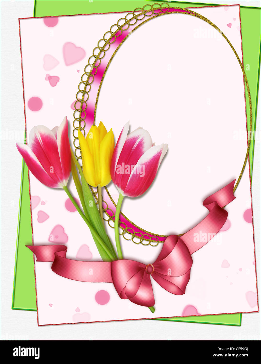 portrait frame with tulips collage Stock Photo - Alamy