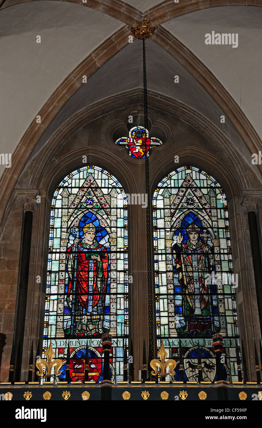 Stained glass window depicting St Edmund and St Thomas Becket Stock ...