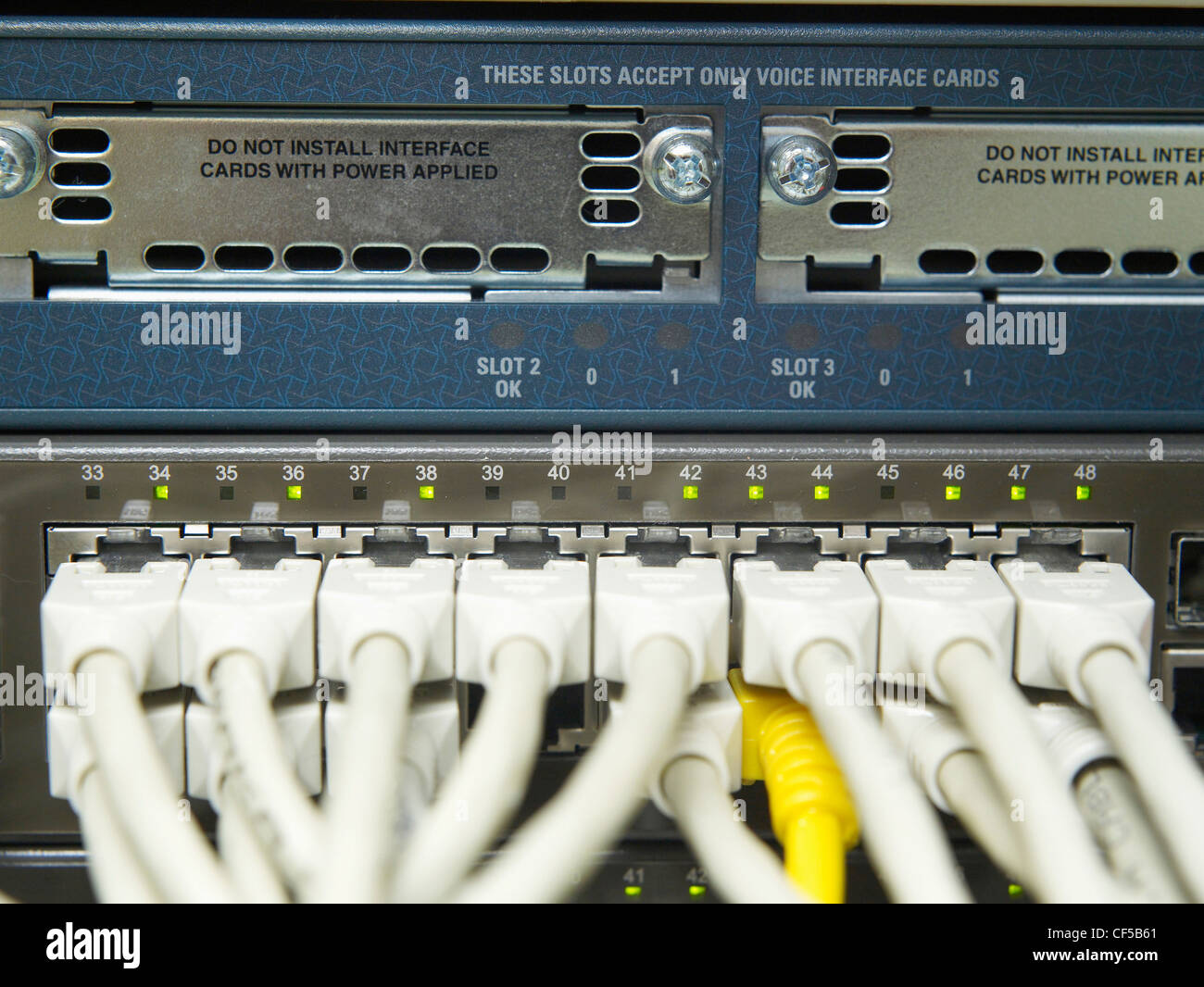 Router with connected wires, close up Stock Photo - Alamy