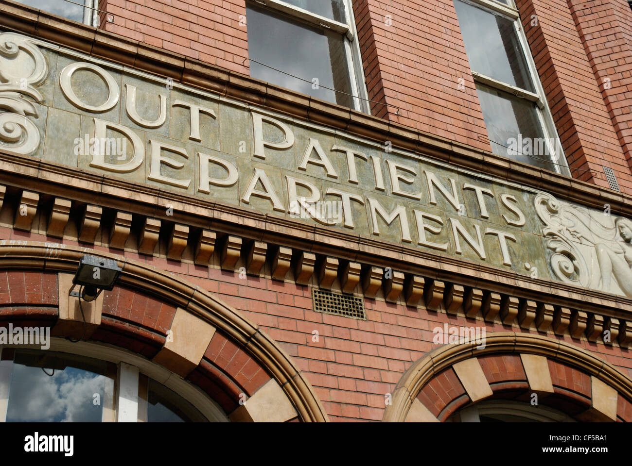 Out Patients Department hospital sign on exterior of the former Royal ...