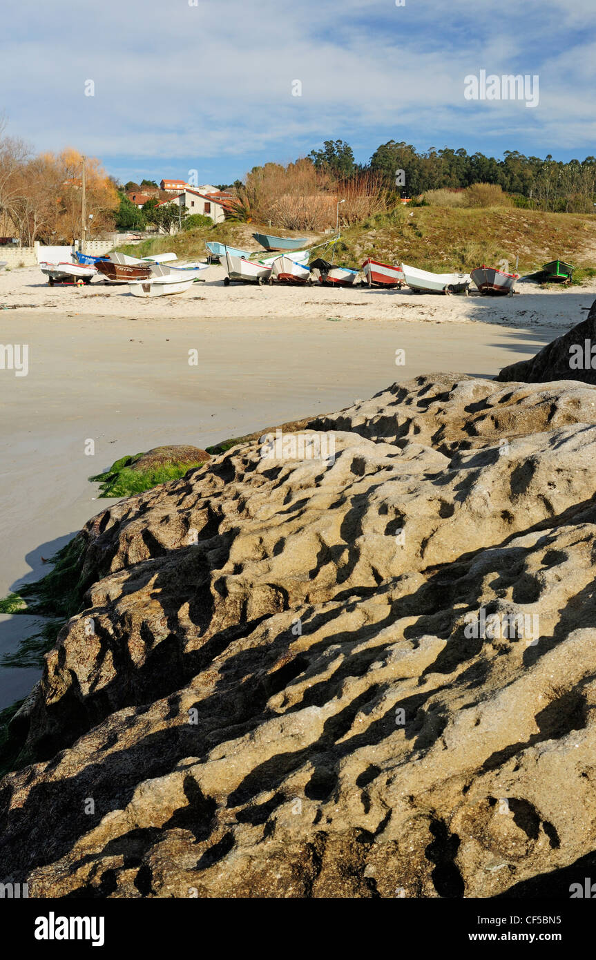 Artisan fishing boats in Nerga Beach. Cangas do Morrazo, Galicia, Spain ...