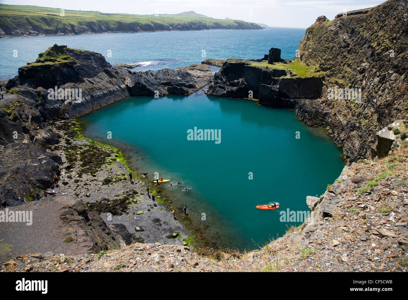 The Blue Lagoon, a derelict slate quarry at Abereiddy in Pembrokeshire ...