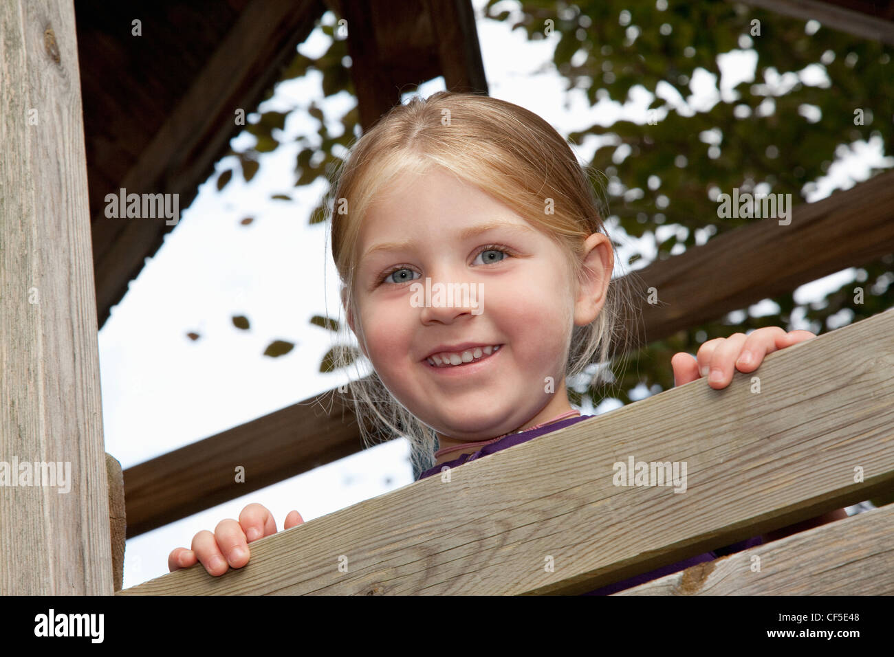 Germany, Bavaria, Huglfing, Girl in garden, smiling, portrait Stock ...