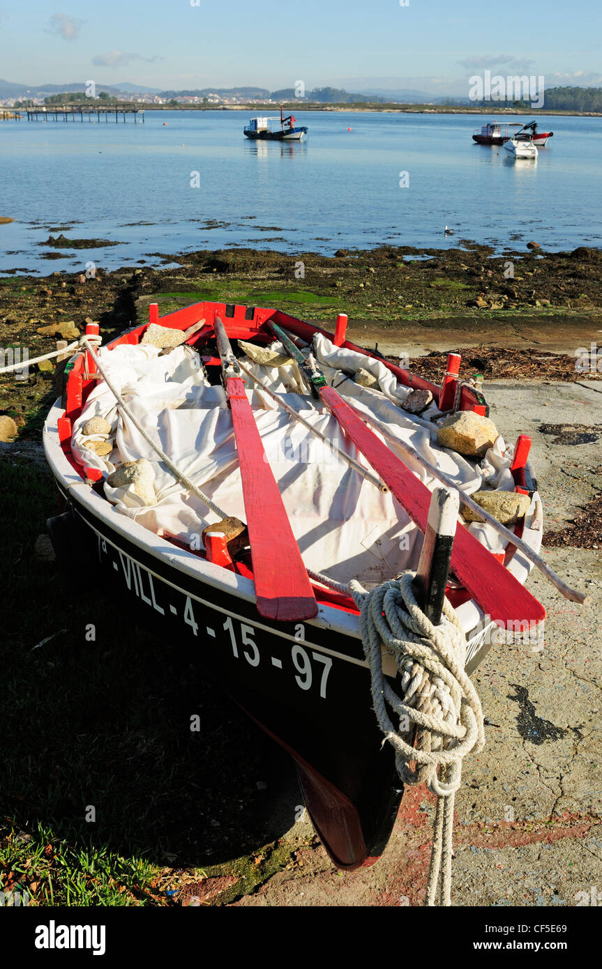 Traditional fishing boat in A Toxa island, O Grove, Galicia, Spain ...