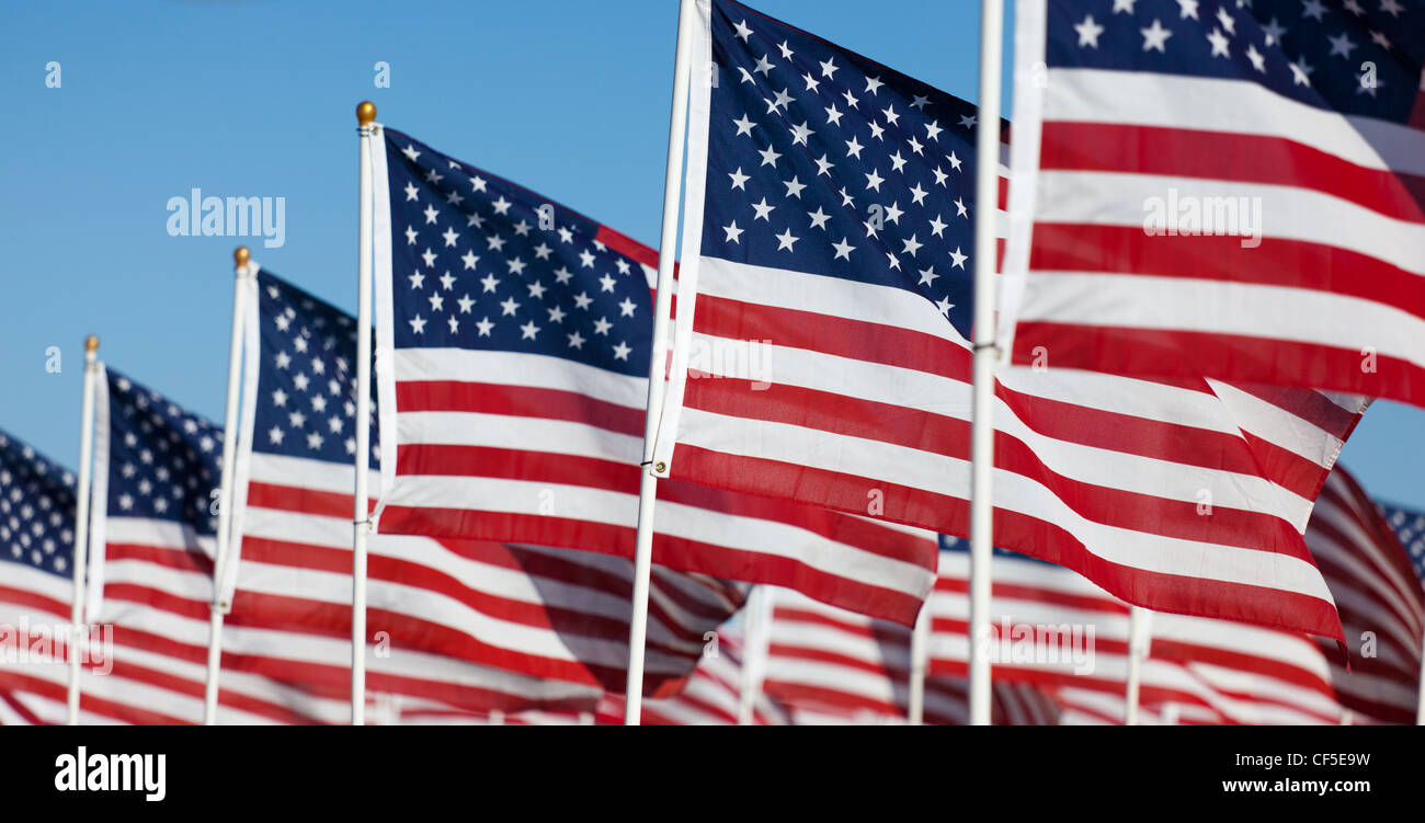 American Flag display commemorating national holiday Stock Photo - Alamy
