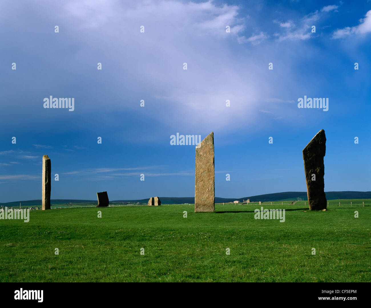 Stones of Stenness stone circle standing within a henge monument Stock ...