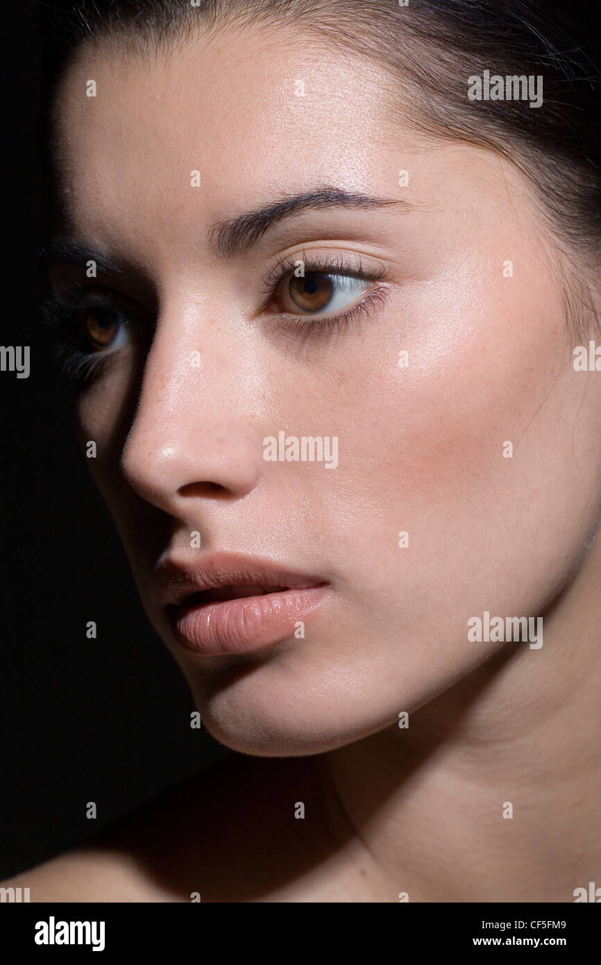 Female wearing natural minimal style make up Stock Photo - Alamy