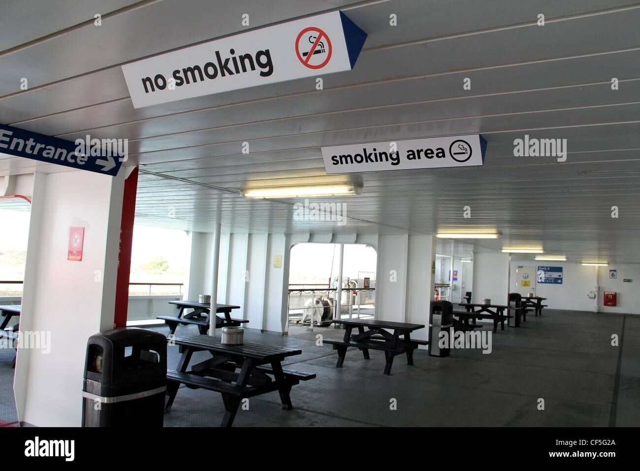 Cabin with smoking area on a ship Stock Photo - Alamy