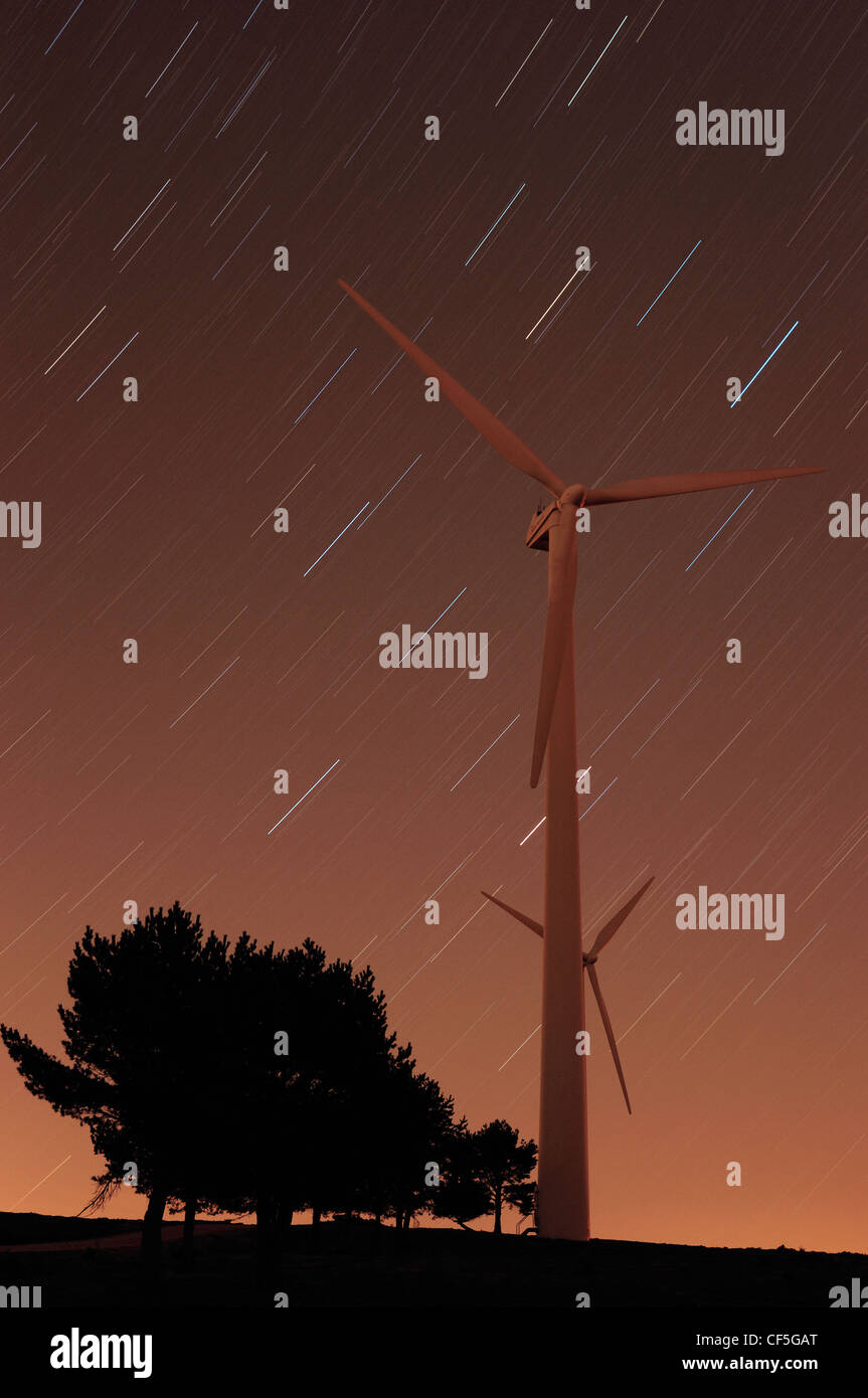 Wind farm at night Stock Photo - Alamy