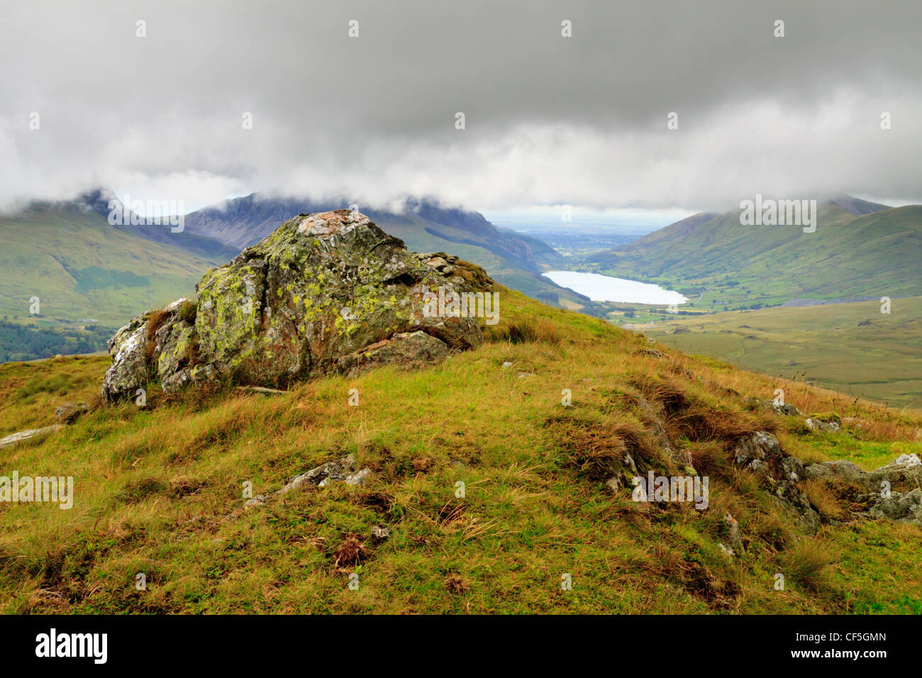 A veiw of llyn Cwellyn Reservoir from Craig Wen, part of the Snowdon ...