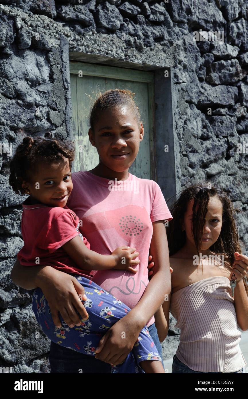 Children East-Coast, Fogo Island, Cape Verde Islands, Africa Stock ...