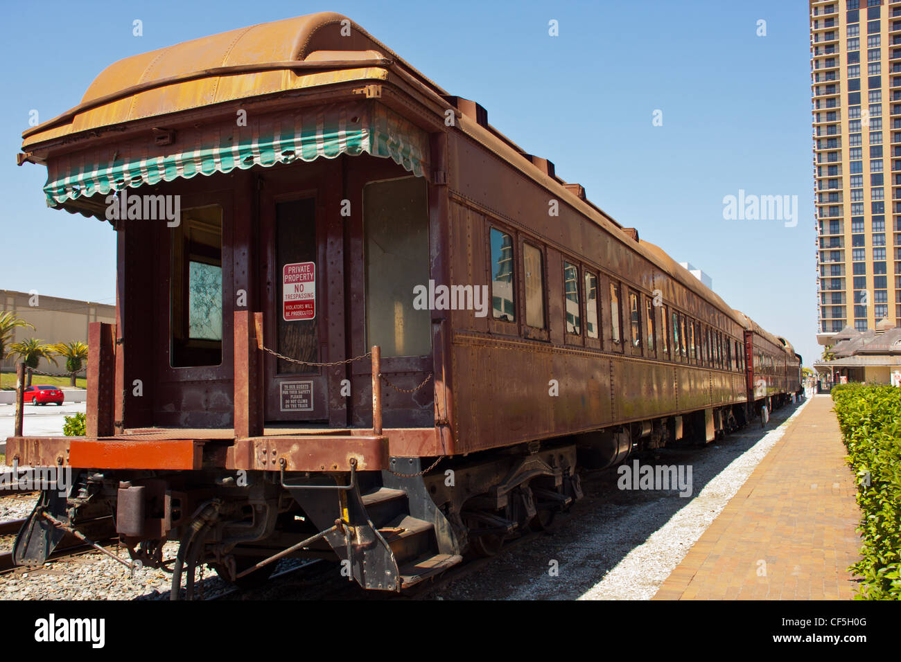old steam engine and carriages of the orange blossom railway at church ...