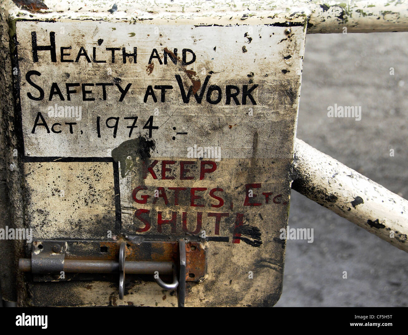 Detail of a health and safety at work sign at Grosmont railway station ...