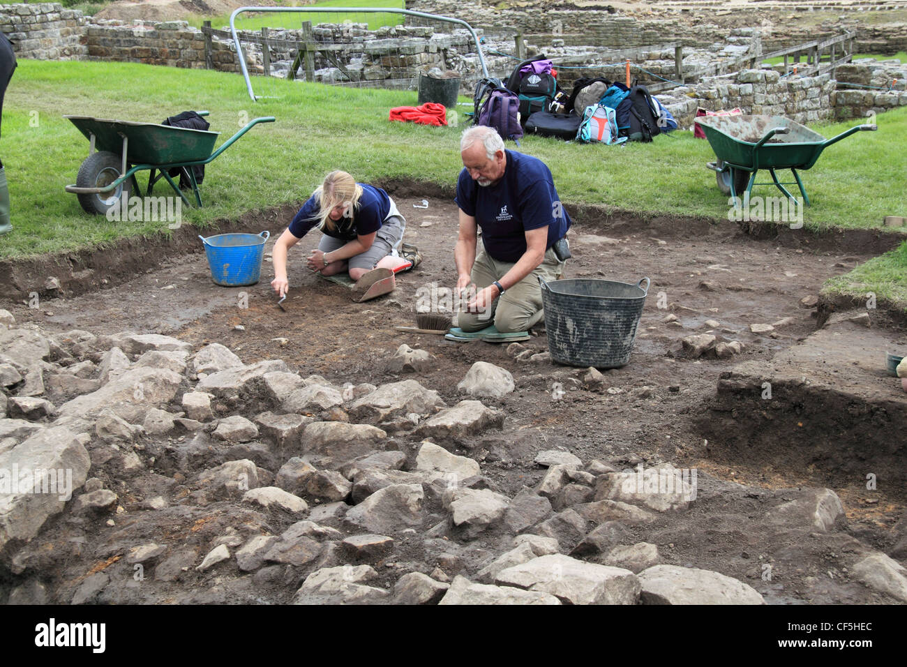 Archaeological dig at Vindolanda Roman Fort, Hadrian's Wall ...