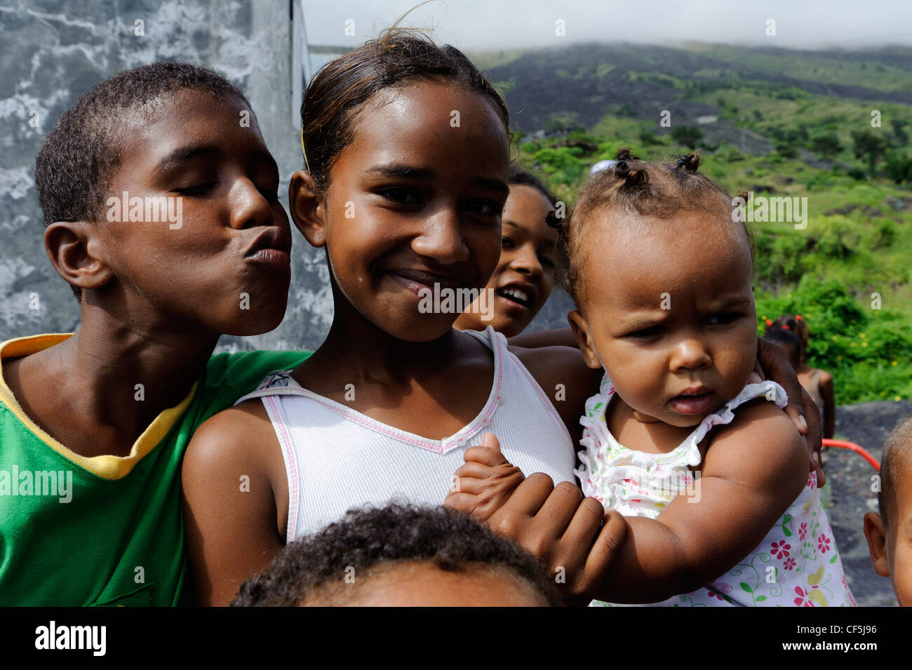 Children in Achada Fuma, Fogo Island, Cape Verde Islands, Africa Stock ...
