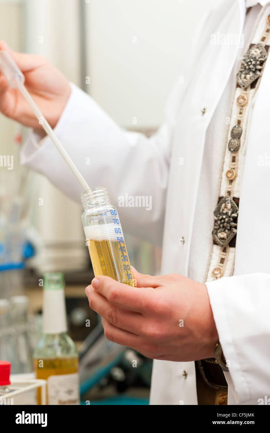Brewer in the laboratory of his brewery and is doing analysis Stock ...