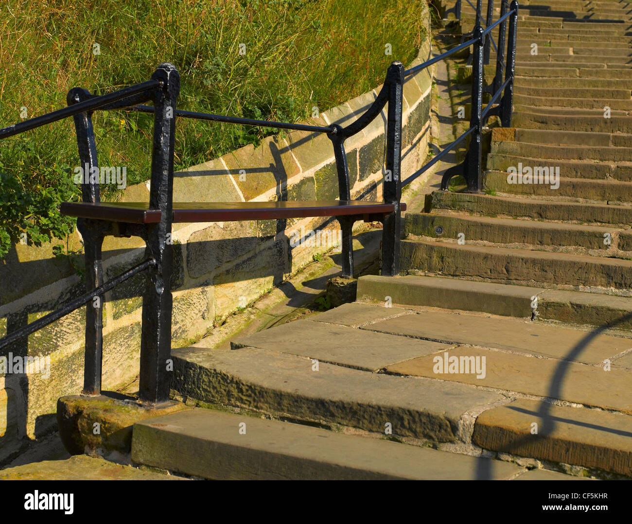 A coffin rest by the 199 steps leading to St Marys Church Stock Photo ...