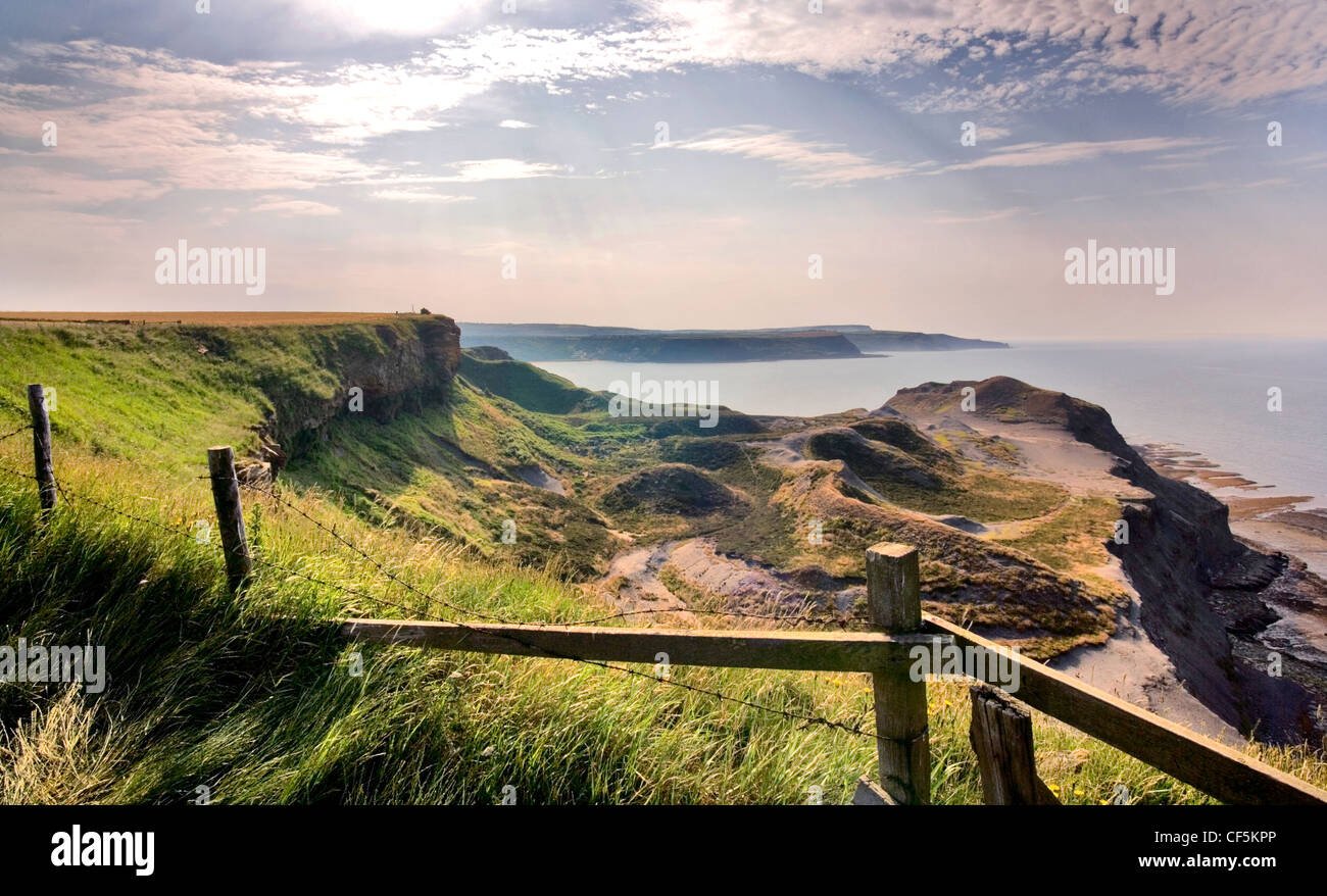 Coastal erosion at Kettleness on the North Yorkshire Moors. The erosion ...