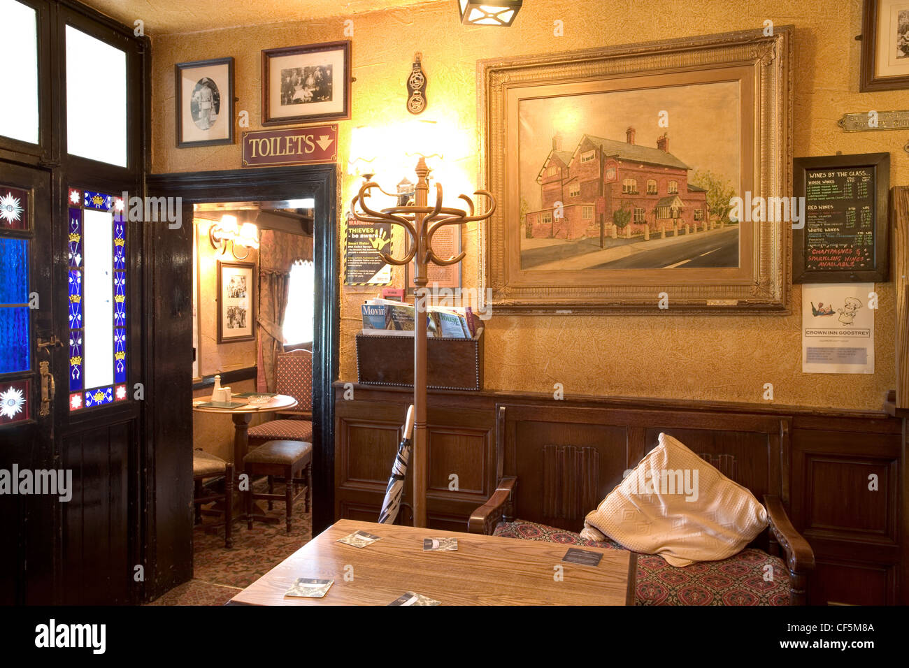 Interior of The Crown Inn. Pubs have been a vital element of British ...