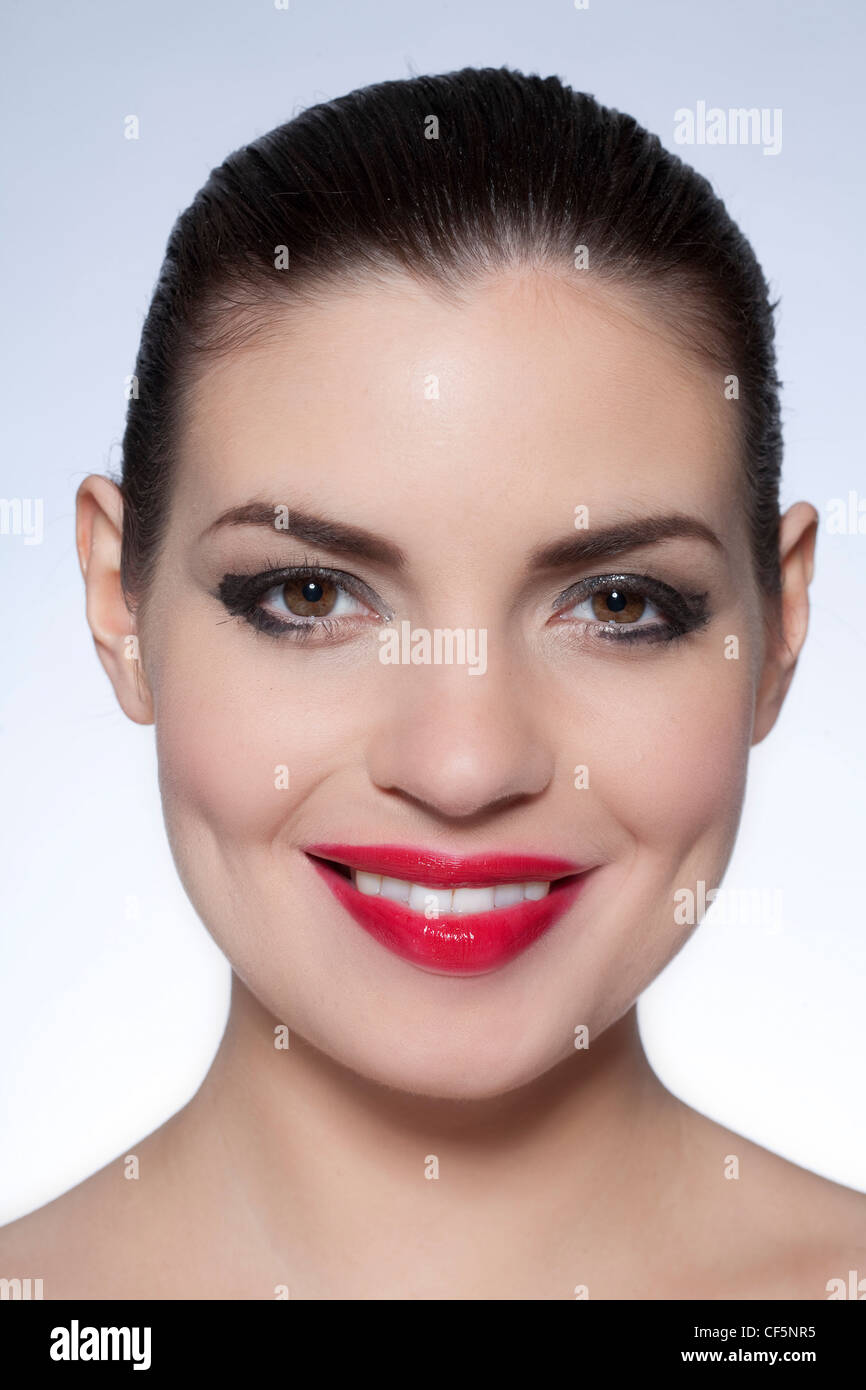 Step by Step Make Up Before and After Female brunette hair off her face ...