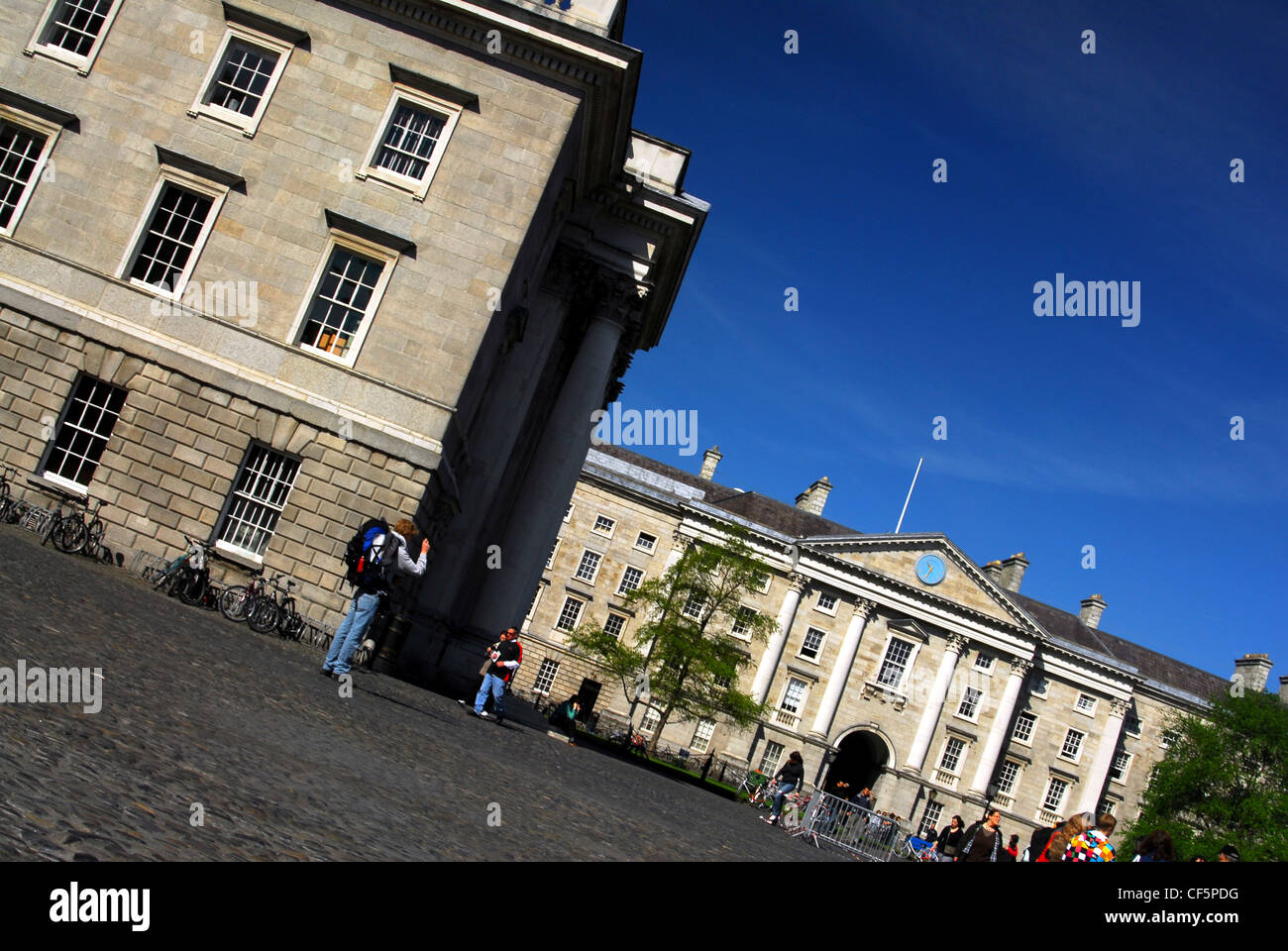An exterior view of Trinity College located in the centre of Dublin ...