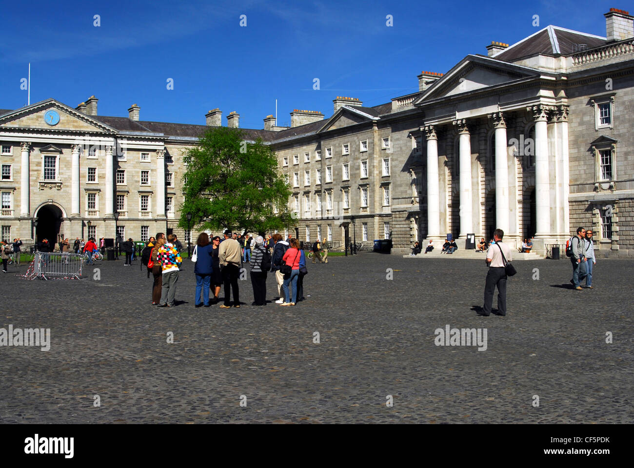An exterior view of Trinity College located in the centre of Dublin ...