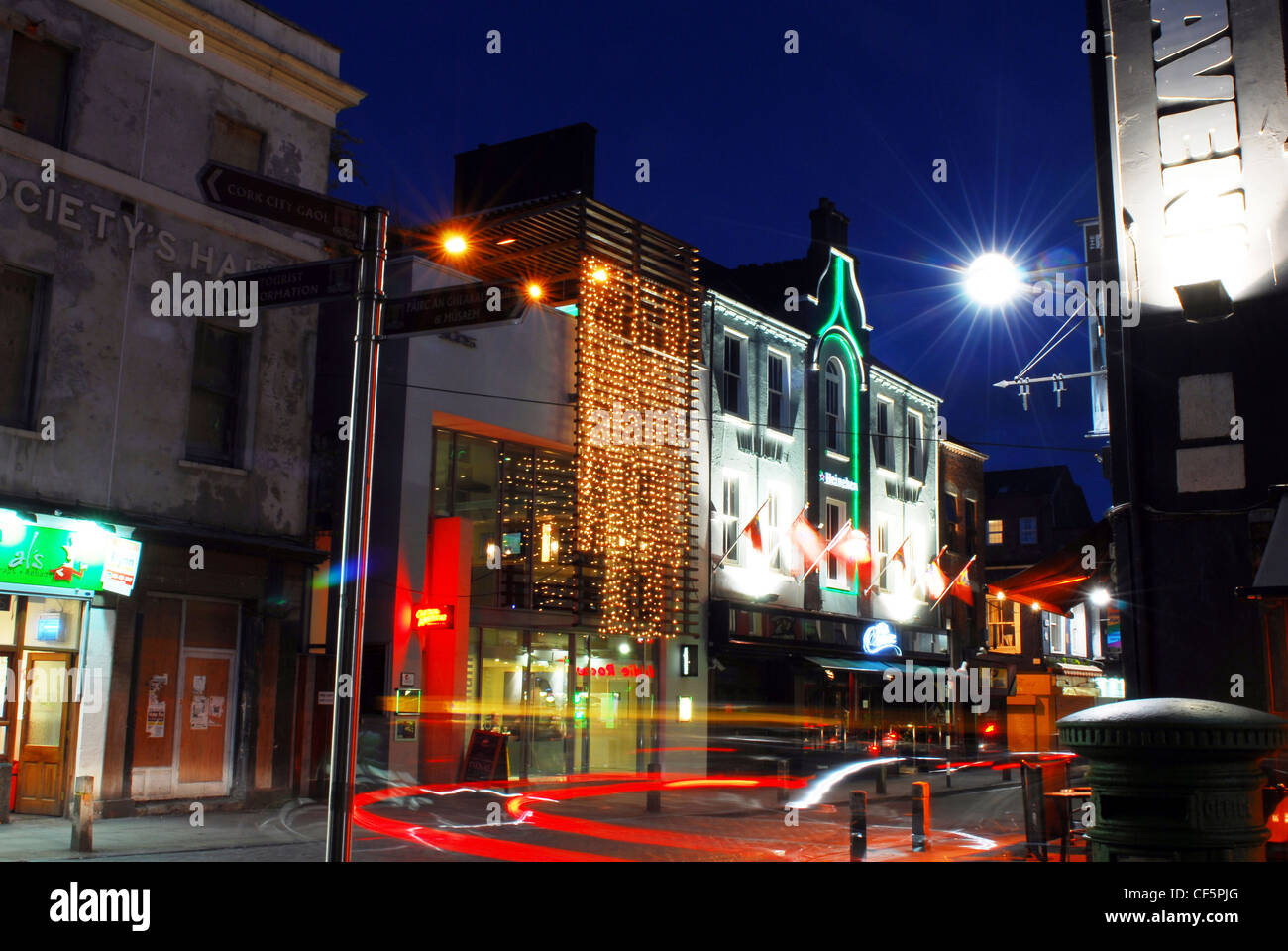 A night time street scene in central Cork Stock Photo - Alamy