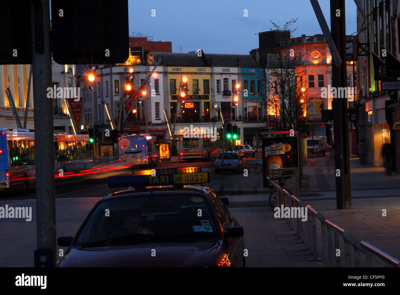 Night time view of an illuminated central Cork Stock Photo - Alamy