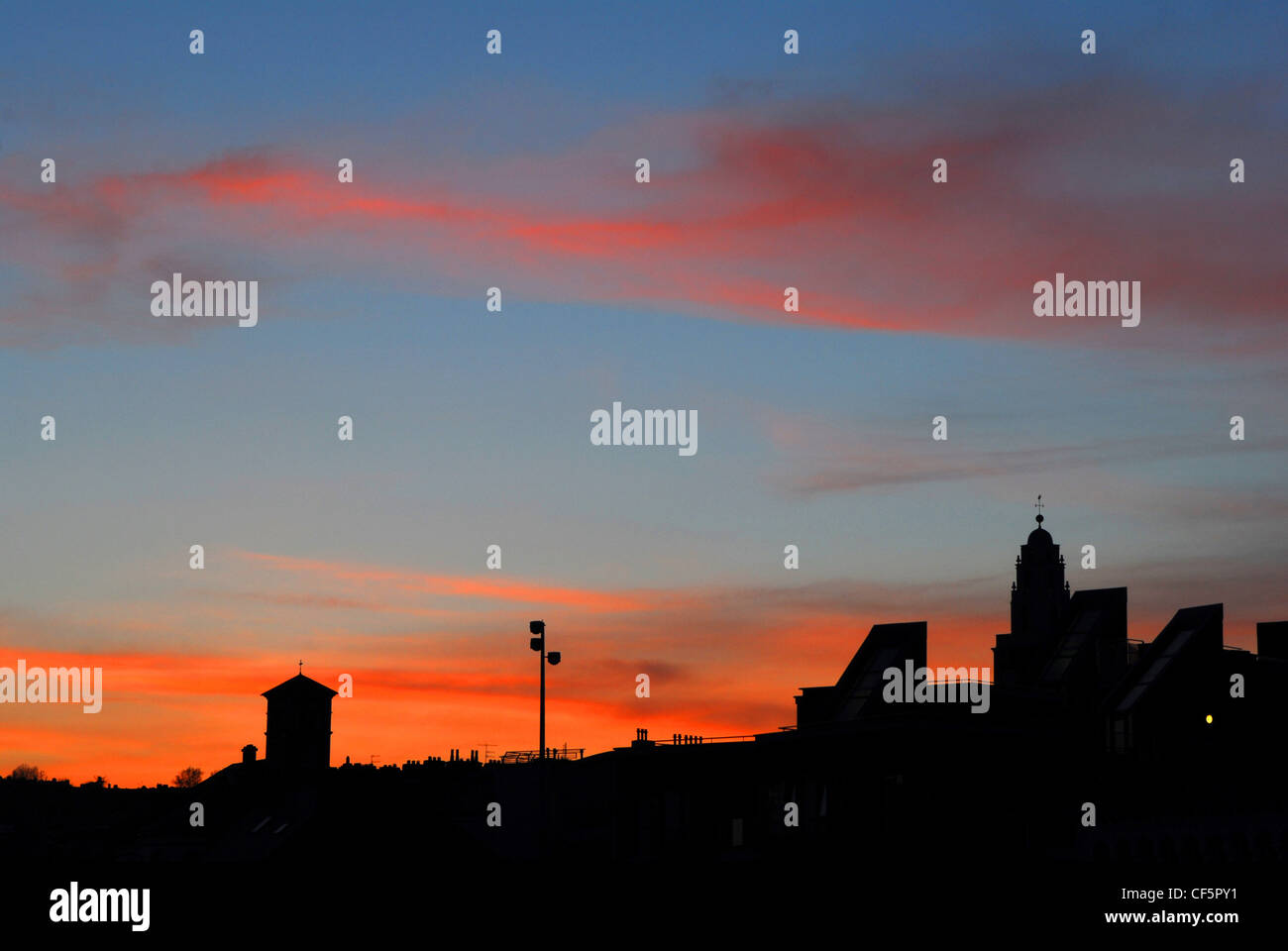 Sunset over rooftops near the River Lee in Cork Stock Photo - Alamy