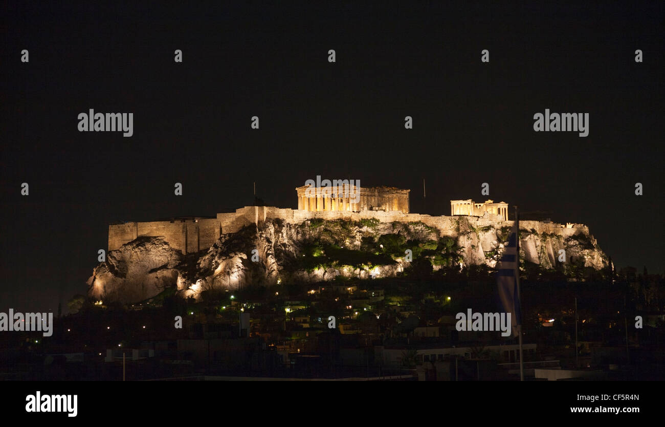 Acropolis on the Parthenon, Athens, Greece, at night Stock Photo - Alamy