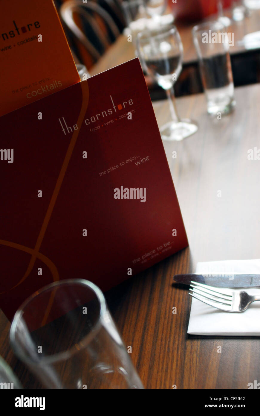 A laid table at the Cornstore Restaurant in County Cork Stock Photo - Alamy