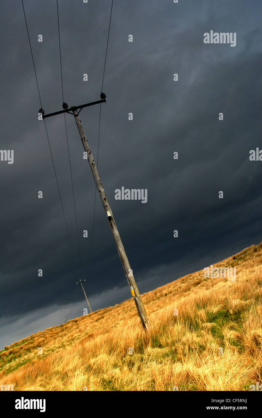 Pylon and storm cloud near Doo Lough in County Mayo Stock Photo - Alamy