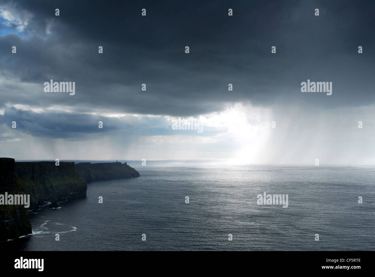 Storm clouds over the Cliffs of Moher in County Clare Stock Photo - Alamy