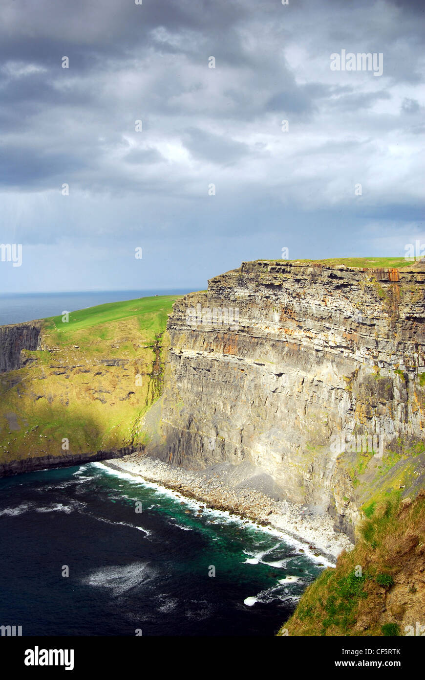 Storm clouds over the Cliffs of Moher in County Clare Stock Photo - Alamy