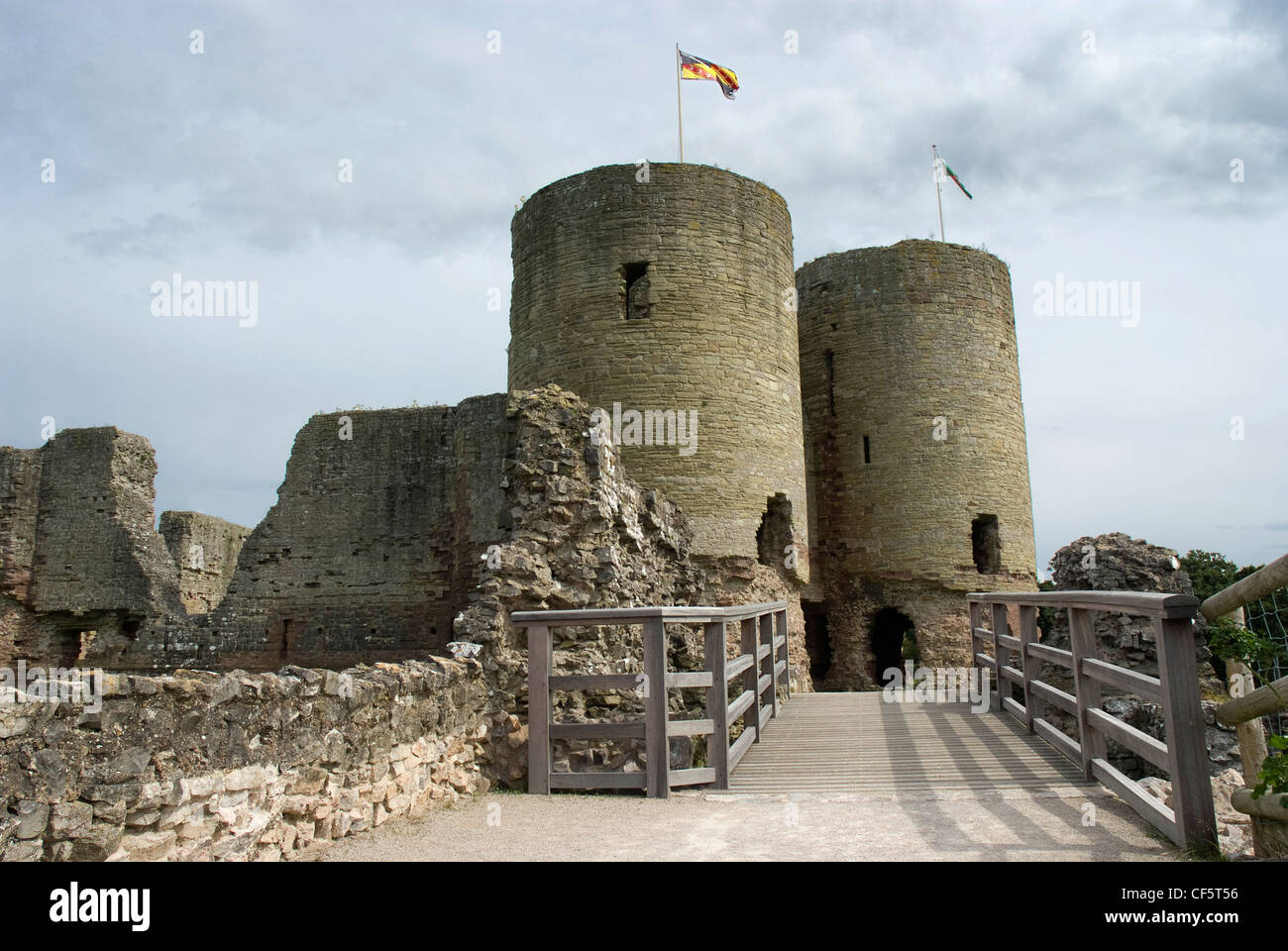 The west gatehouse of Rhuddlan Castle, built in the thirteenth century ...