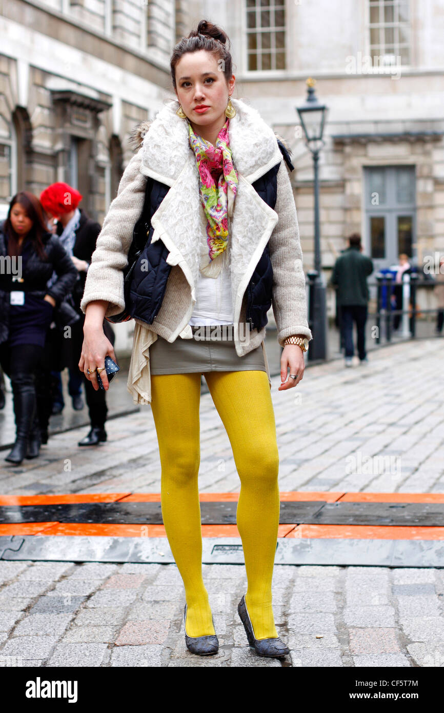 Street Fashion London Autumn Winter Micro mini chic Stock Photo - Alamy