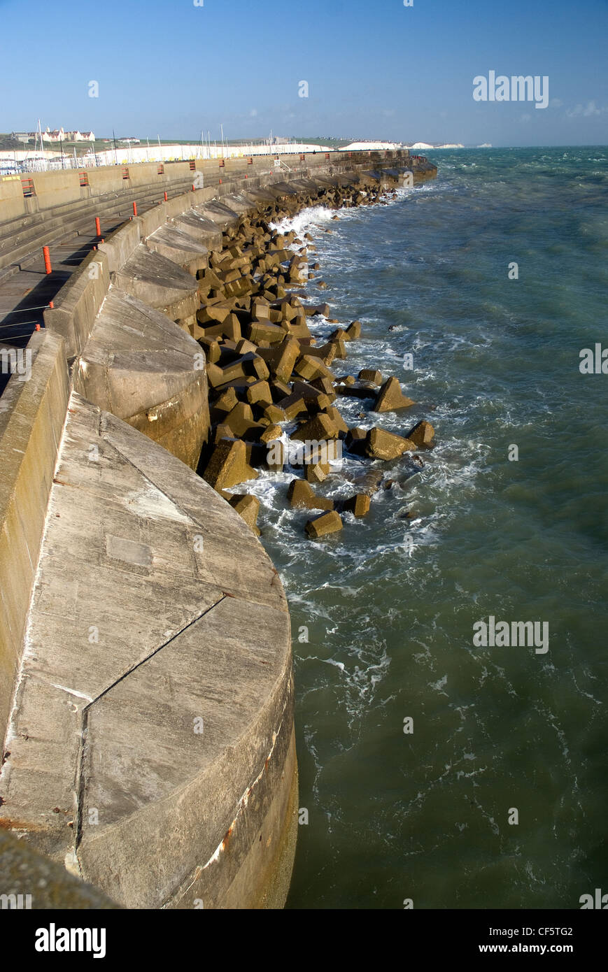 Sea defences protecting Brighton Marina Stock Photo - Alamy
